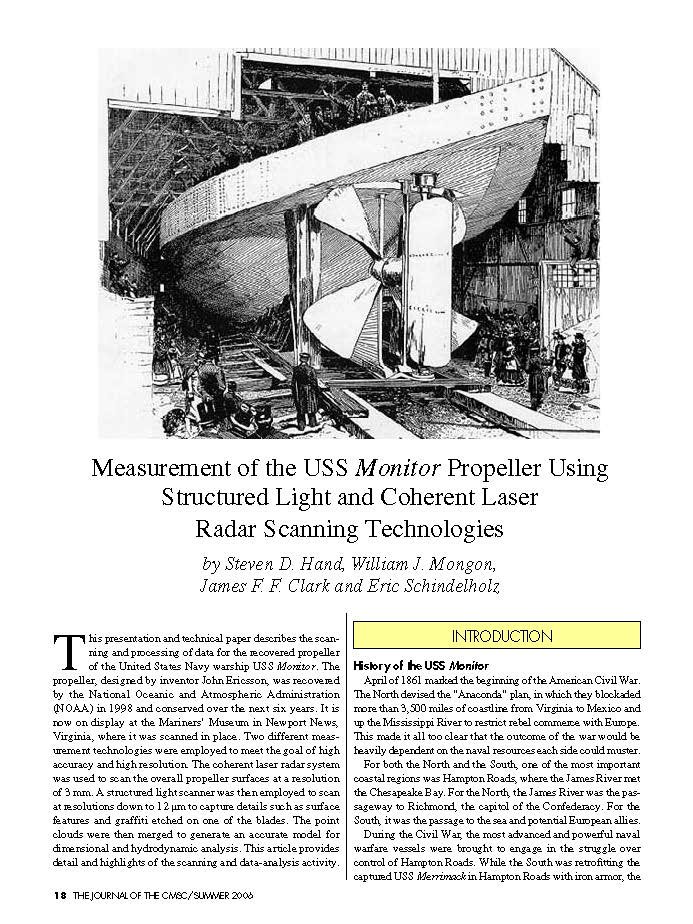 Measurement of the USS Monitor Propeller Using Structured Light and ...