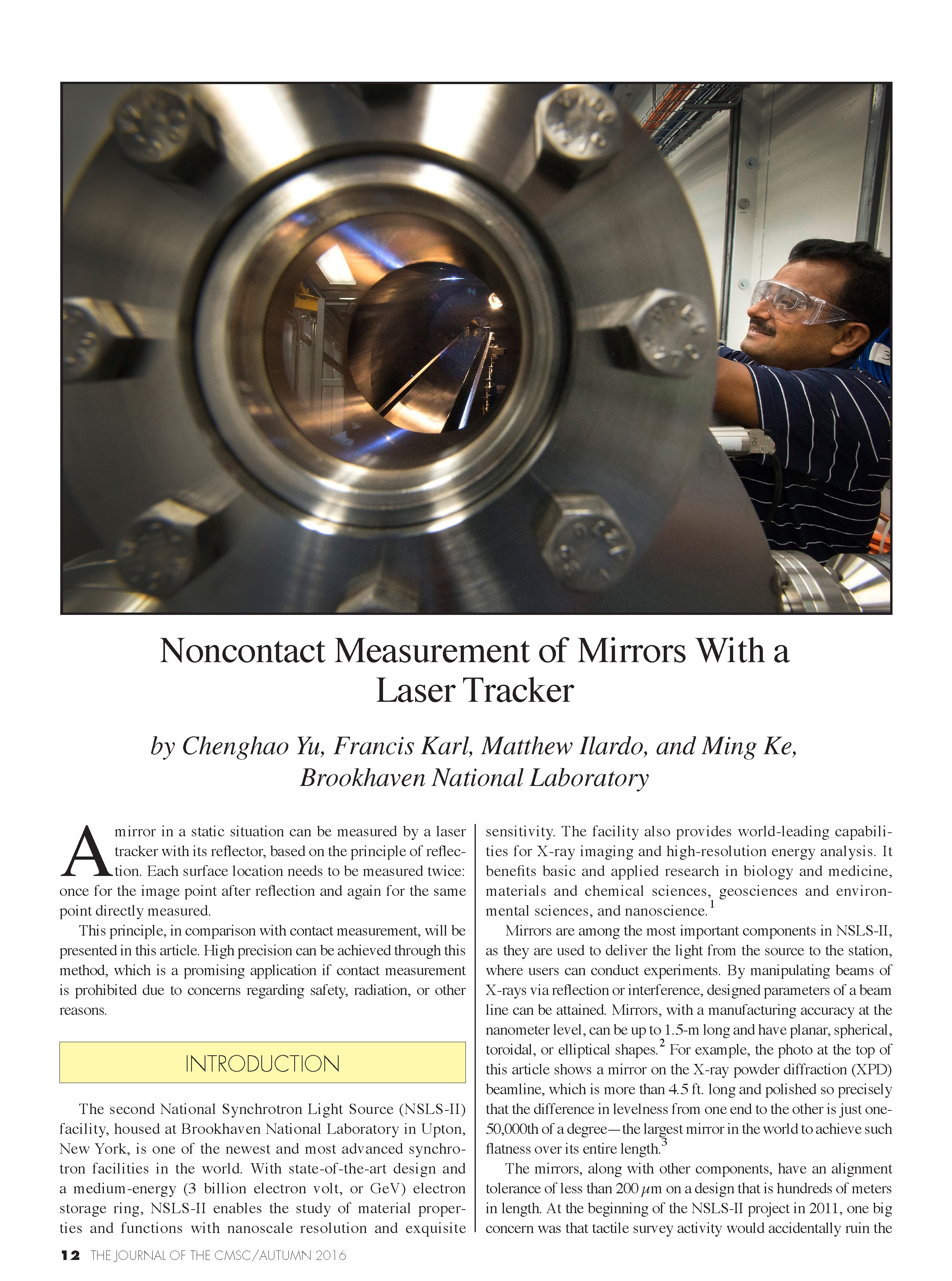 Noncontact Measurement of Mirrors With a Laser Tracker