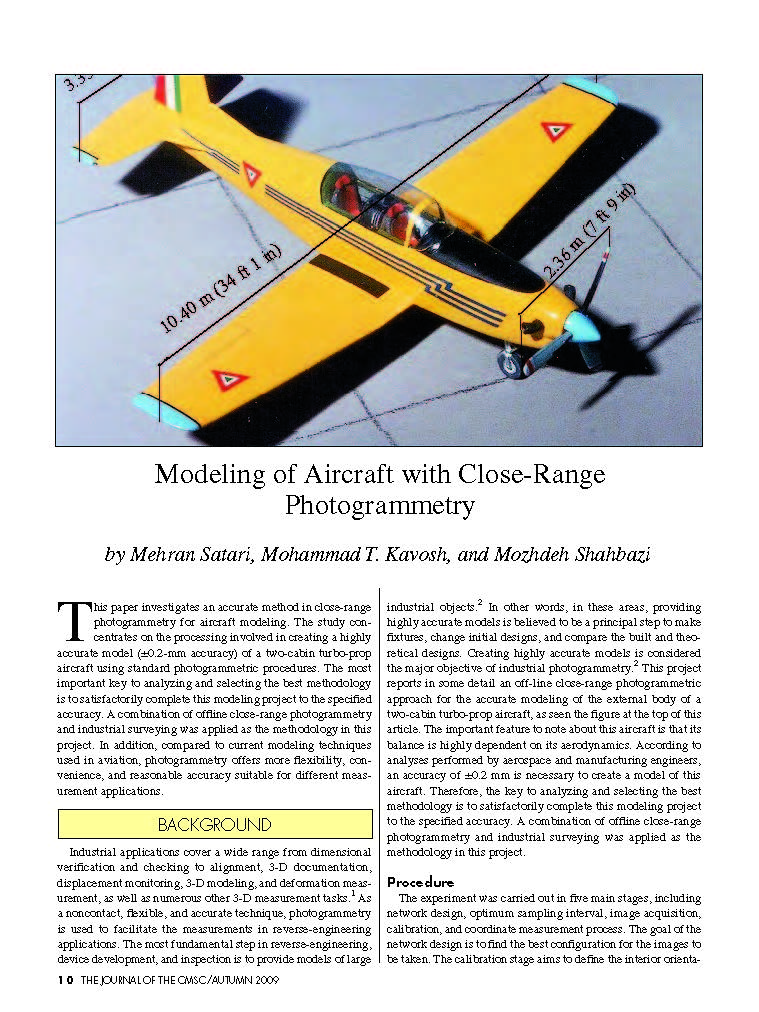 Modeling of Aircraft with Close-Range Photogrammetry