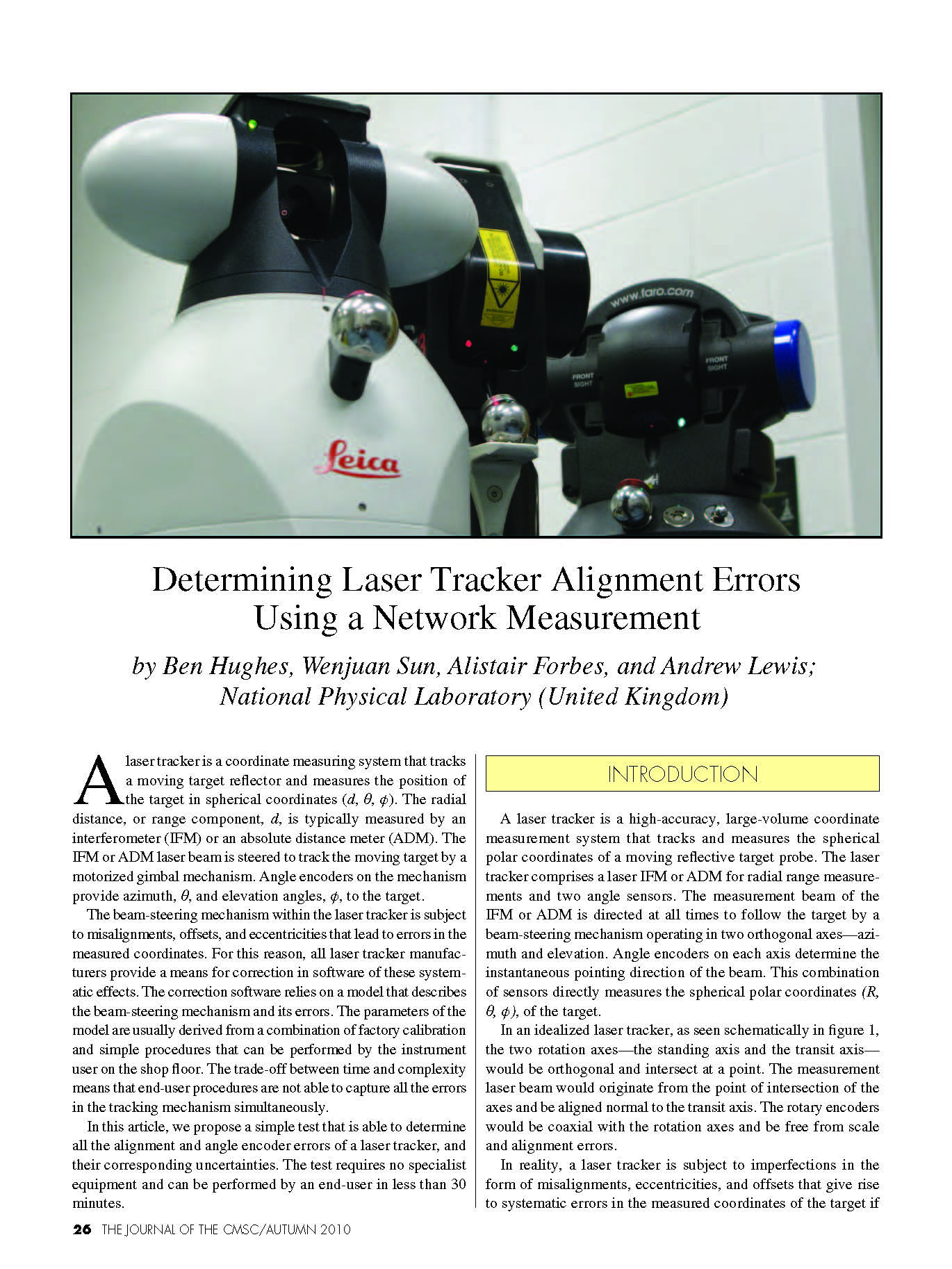 Determining Laser Tracker Alignment Errors Using a Network Measurement Determining Laser Tracker Alignment Errors Using a Network Measurement