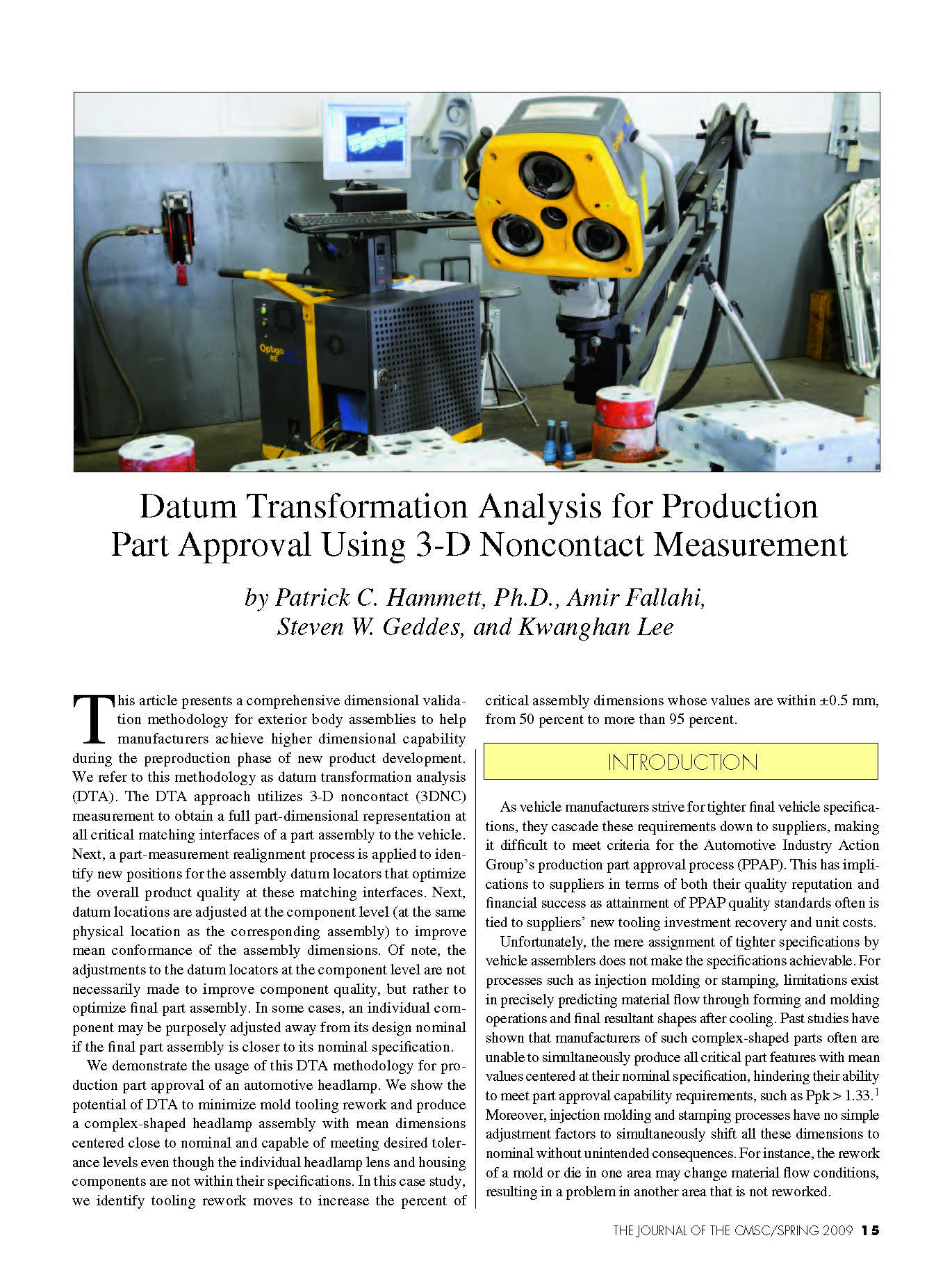 Datum Transformation Analysis For Production Part Approval Using 3d