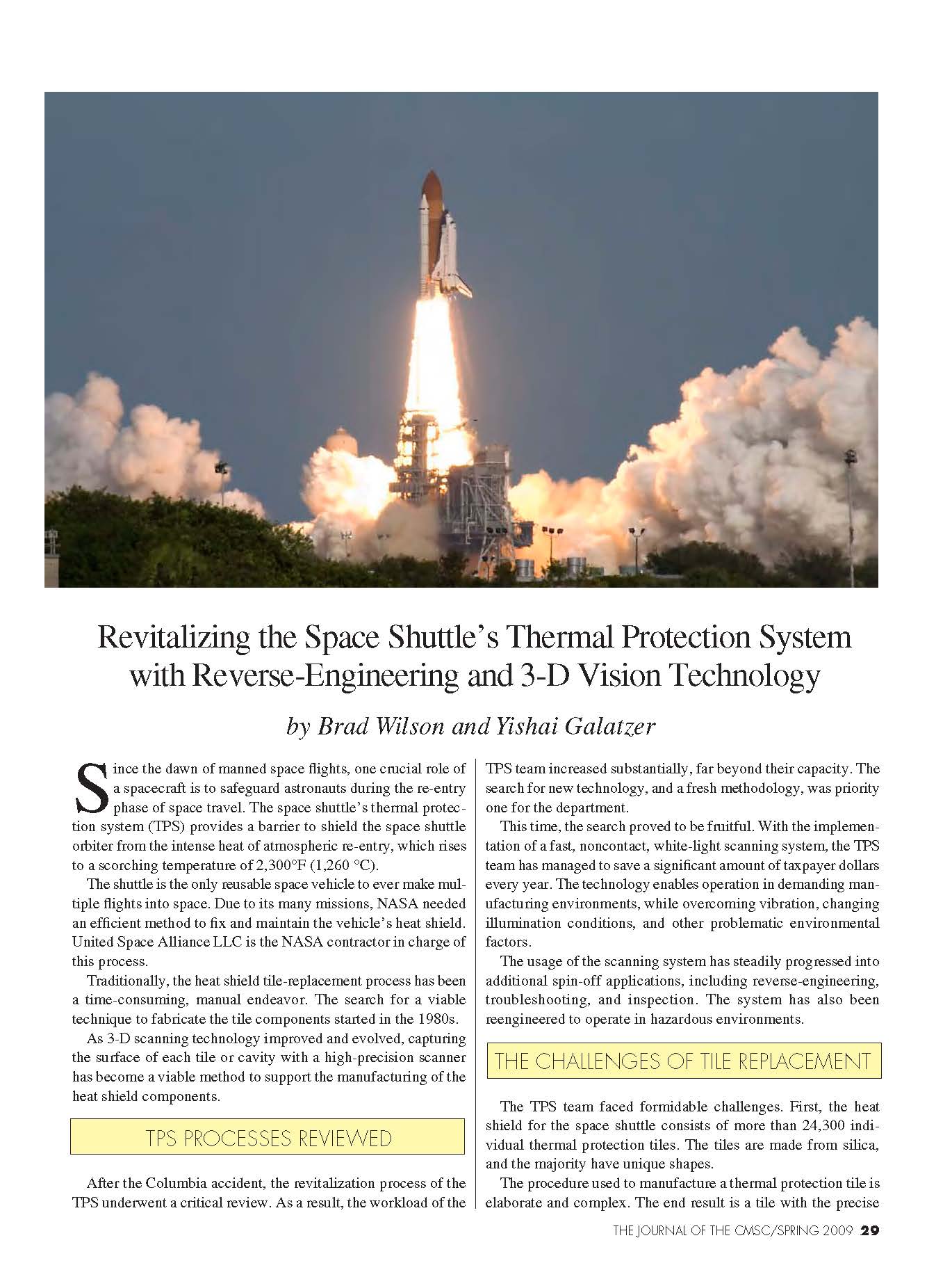 Revitalizing the Space Shuttle's Thermal Protection System with Reverse ...