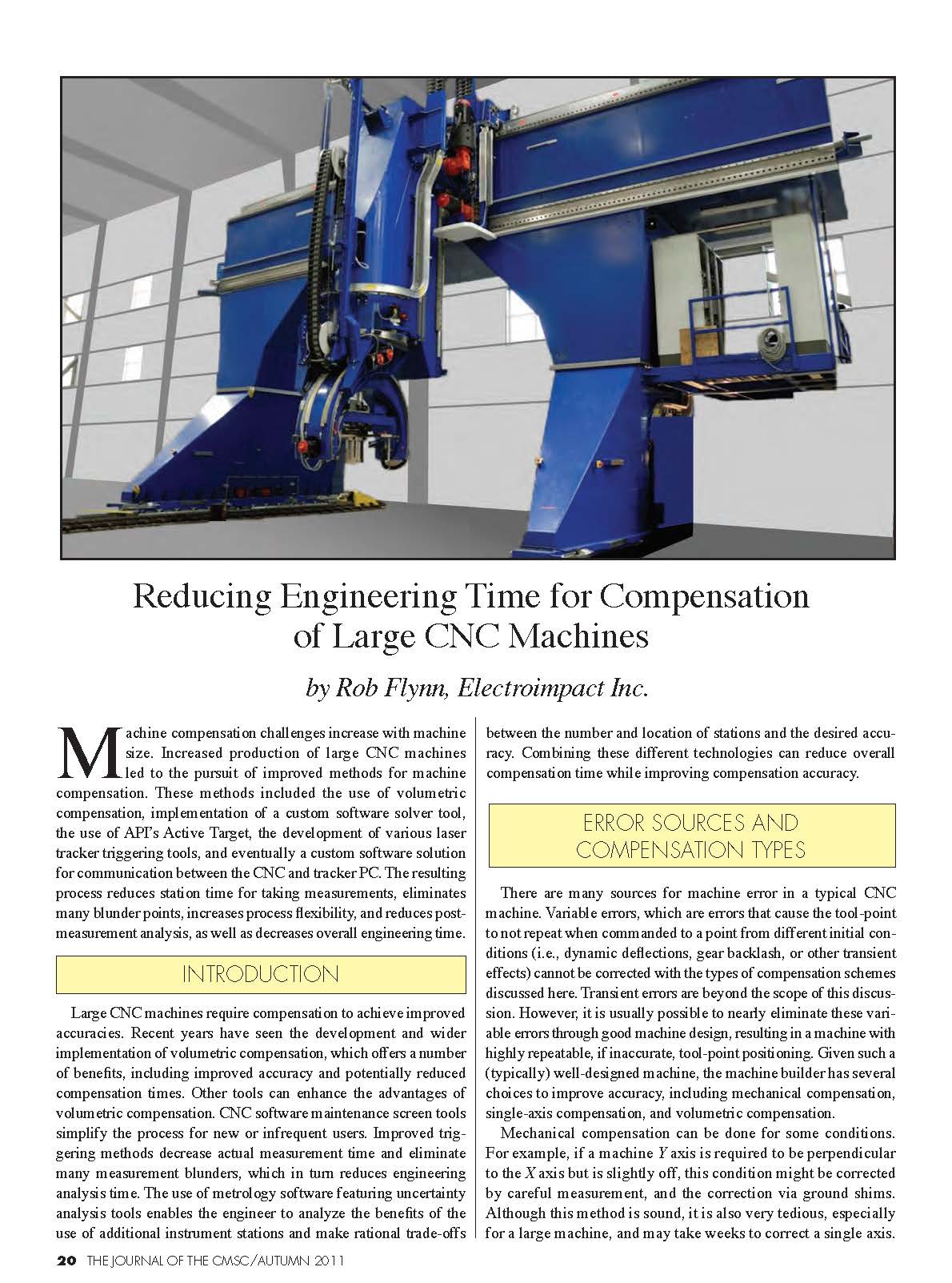 Reducing Engineering Time for Compensation of Large CNC Machines