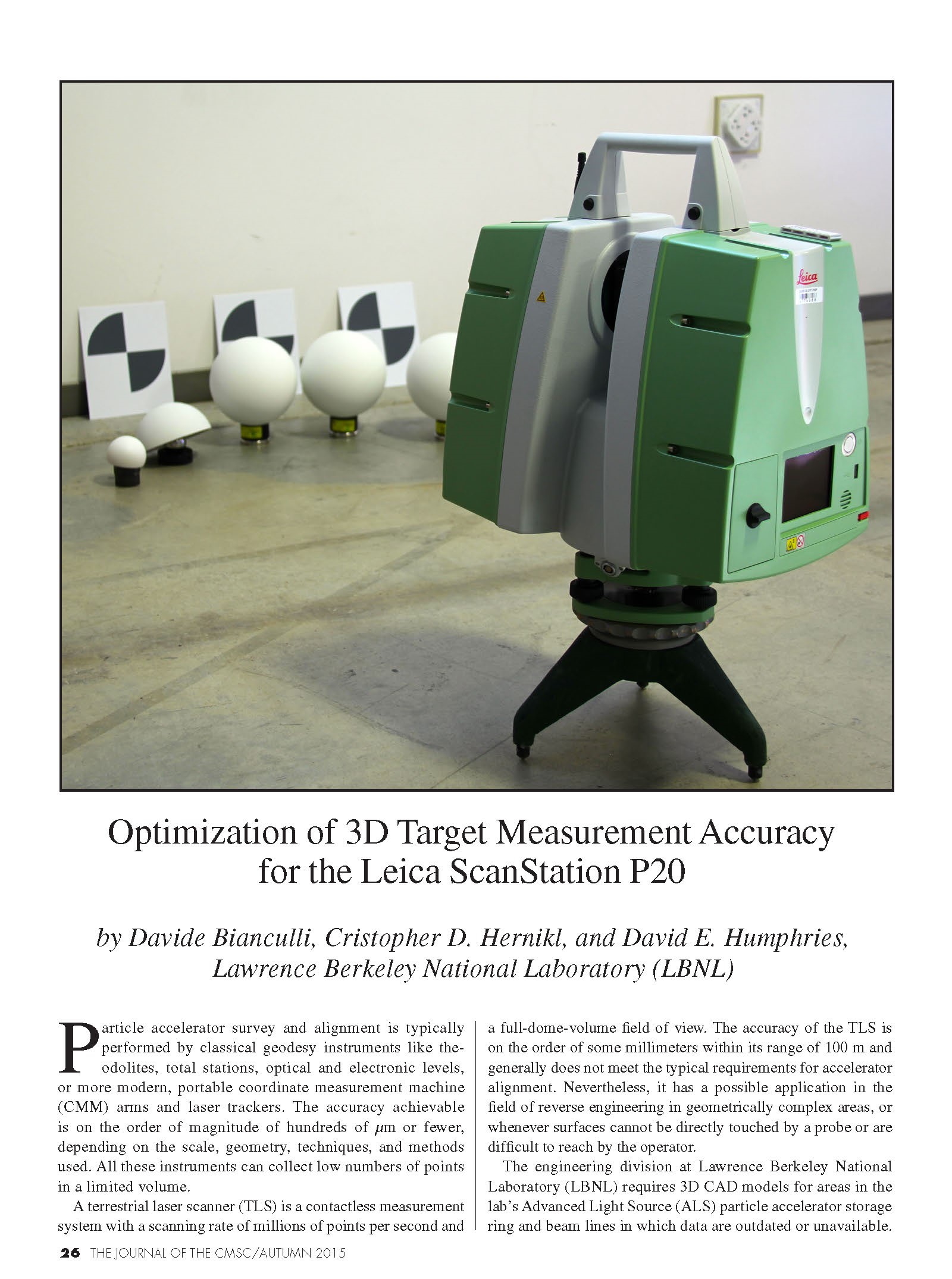 Optimization of 3D Target Measurement Accuracy for the Leica ...