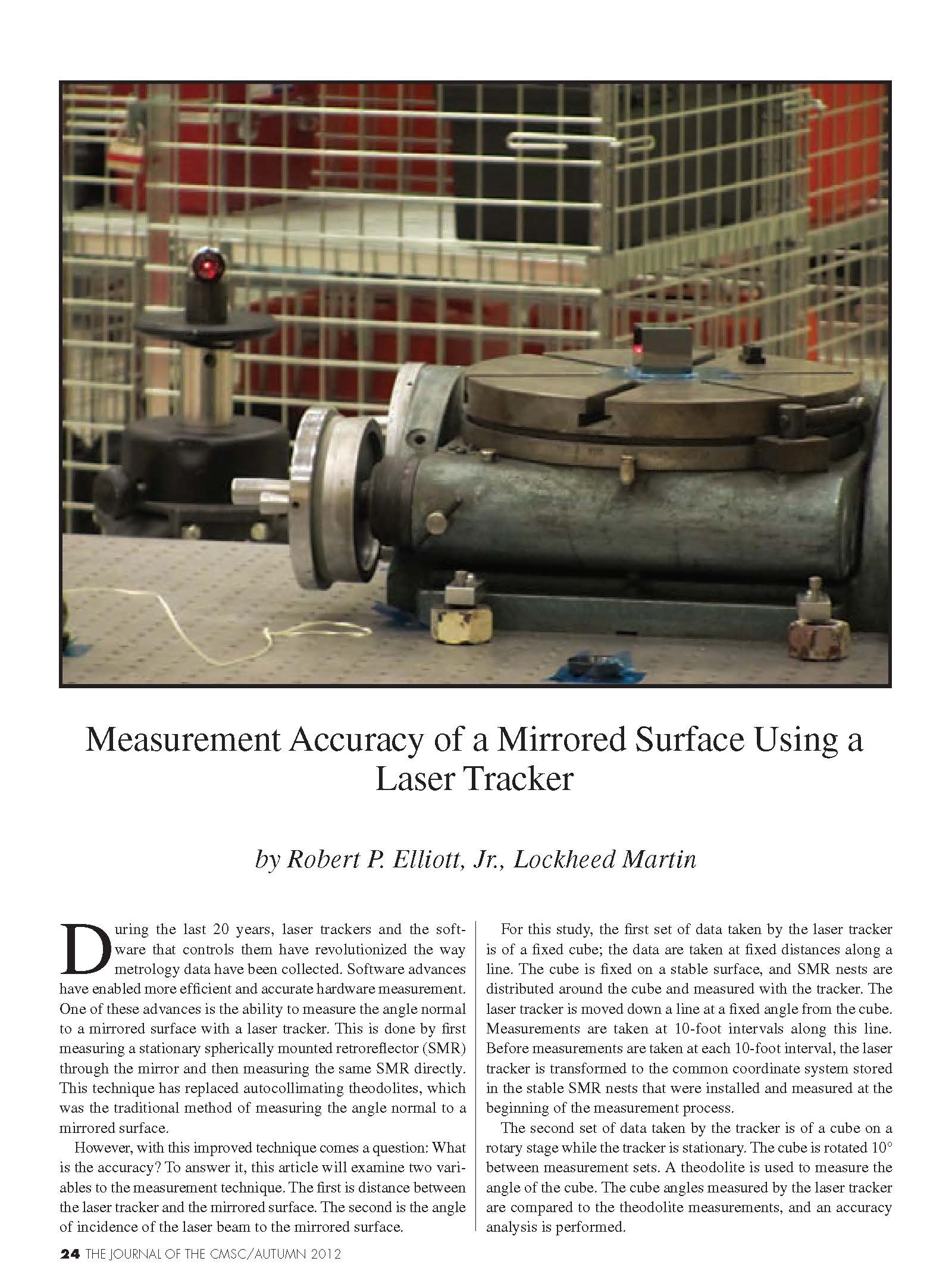 Measurement Accuracy of a Mirrored Surface Using a Laser Tracker