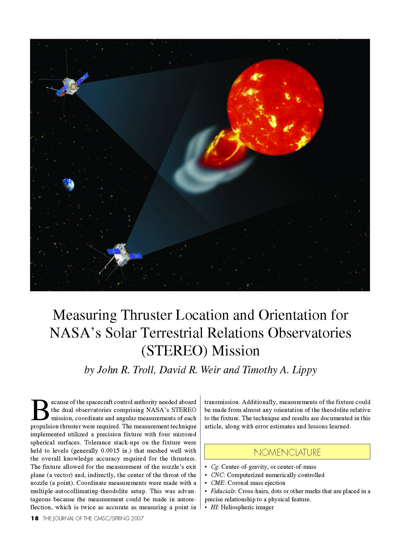 Measuring Thruster Location and Orientation for NASA’s Solar ...