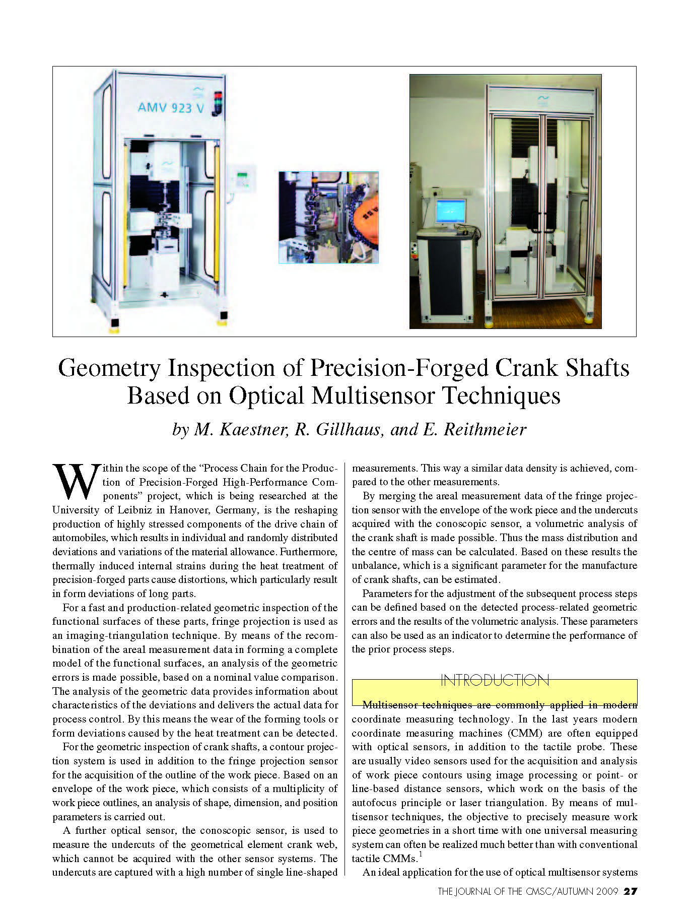 Geometry Inspection of Precision-Forged Crank Shafts Based on Optical ...
